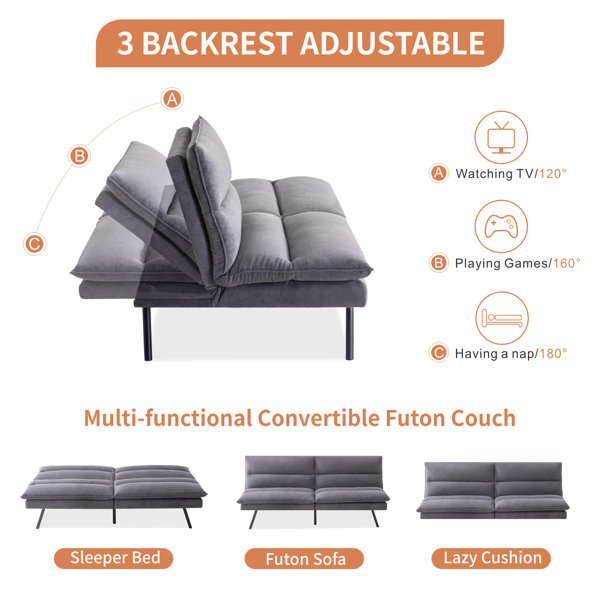 17 Stories Allantra 71.3" Convertible Sofa Bed, Futon sofa sleeper & Reviews | Wayfair